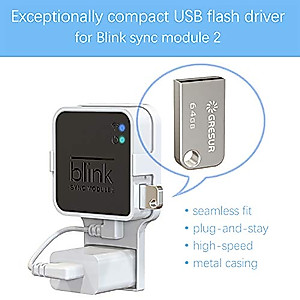 64GB USB Flash Drive and Wall Mount for Blink Sync Module 2, Space Saving Mount Bracket Holder for All-New Blink Outdoor Blink Indoor Home Security Camera with Easy Mount Short Cable