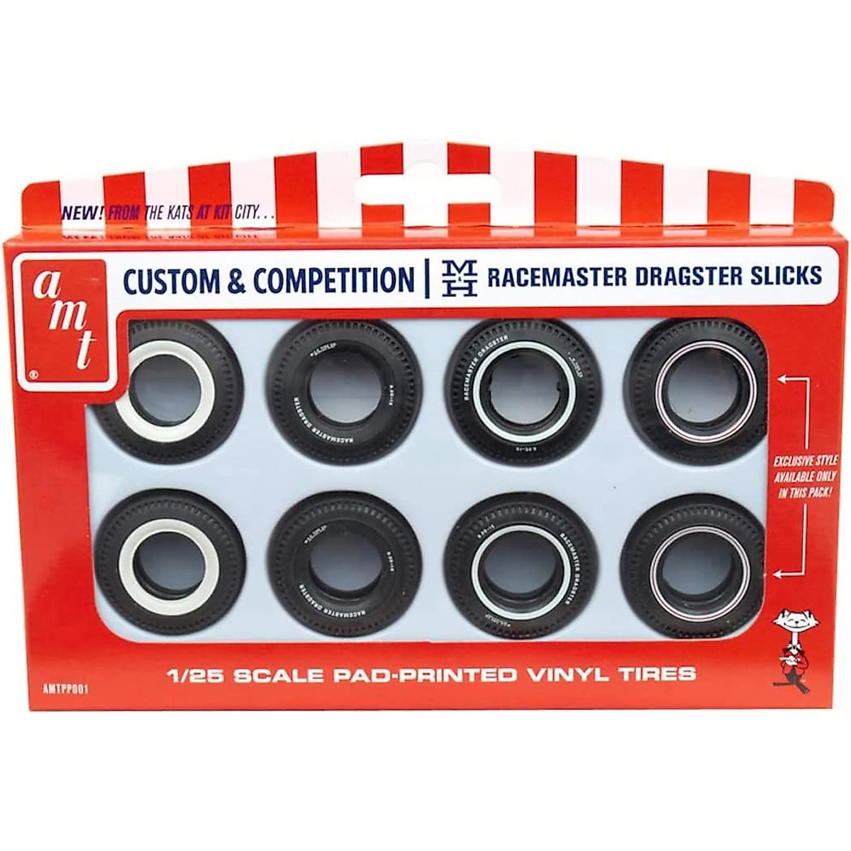 AMT - M&H Drag Slick Tire Pack (Works with Most 1:25 Vintage Drag Racing and Custom car Kits), 1:25 (AMTPP001)