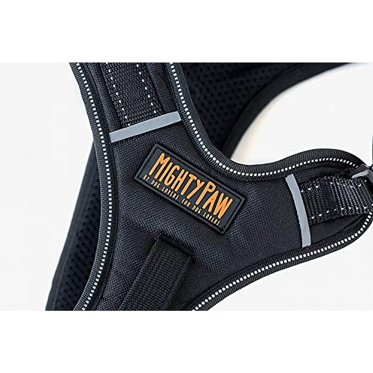 Mighty Paw Sport Harness, No-Pull Front Attachment Dog Harness, Neoprene Padded Lining, Reflective Stitching, 2 Leash Attachment Options (X-Large, Black)