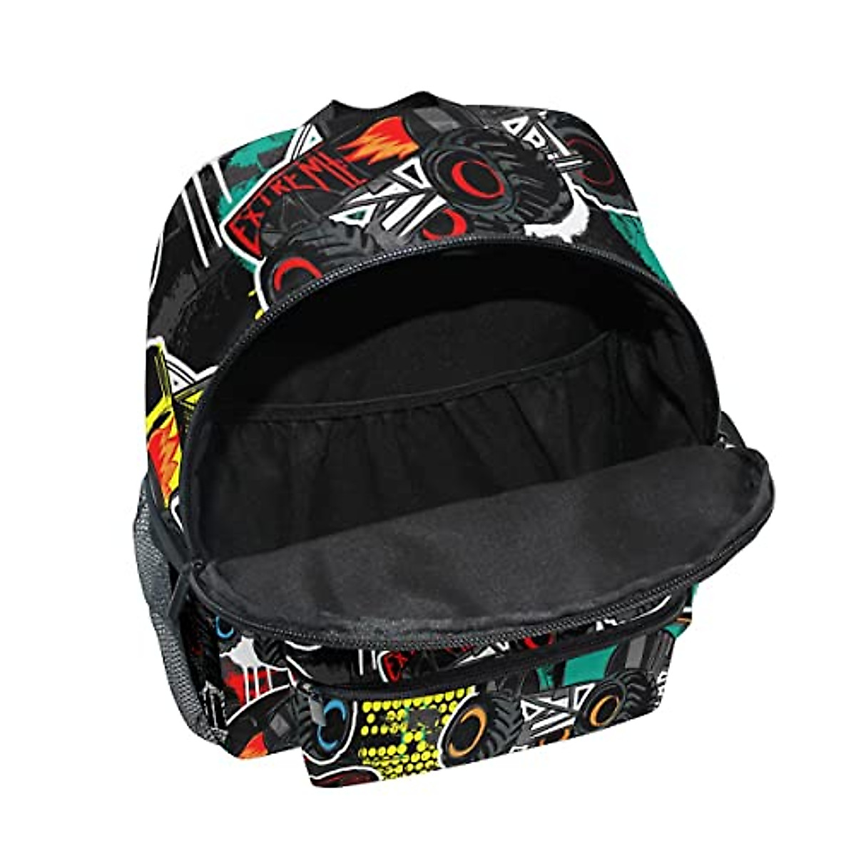 Glaphy Custom Kids Backpack for Boys Girls, Monster Truck Cars Toddler Backpack Kindergarten Elementary, Personalized Name Preschool Bookbag with Chest Strap