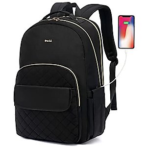 Breold Laptop Backpack for Women Travel Business Backpacks 15.6 inch,College Bookbag Schoolbag for Girls Teacher Backpack Daypack TSA Friendly for School,Black