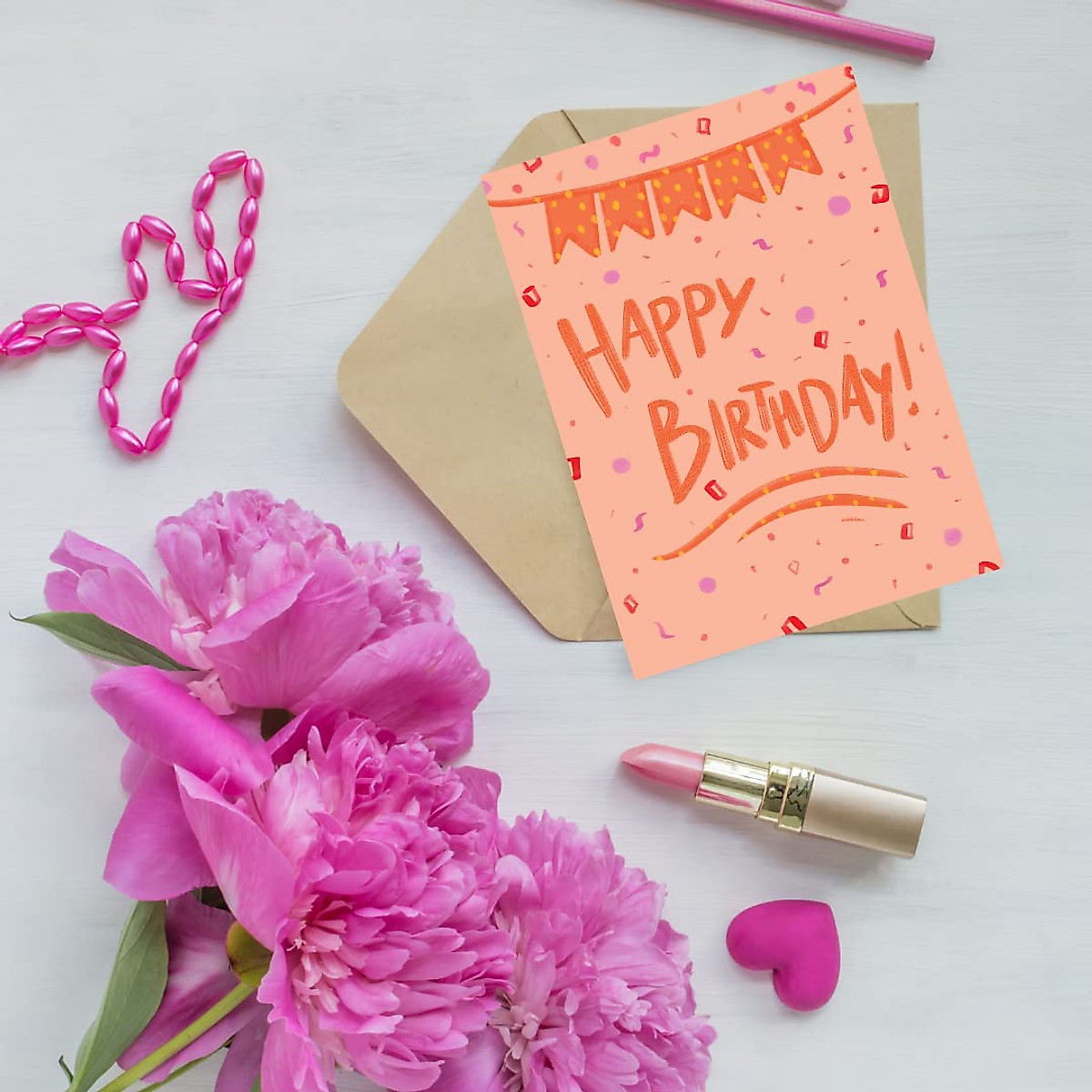 Hustle & Hope Happy Birthday Greeting Card - single - bright color -confetti - gifts for friends (Orange Confetti)