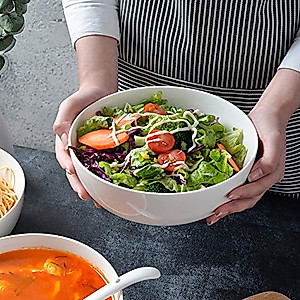 TGLBT 55oz Porcelain Salad/Soup Bowl- 3 Packs,Serving Bowls for Pasta and Fruit Stackable Round Large,White