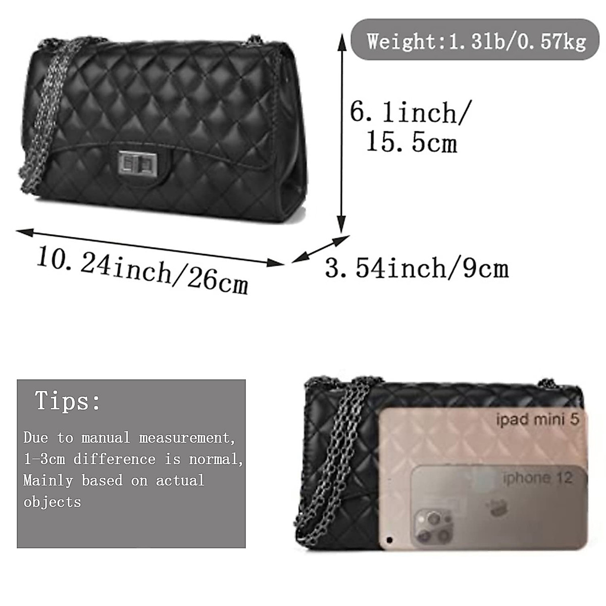 MIKOWEN Women's CrossBody Phone Bags,PU Leather Purse Handbags Mini Cell Phone Shoulder Bag with Card Slots and Shoulder Strap (Black-Large)