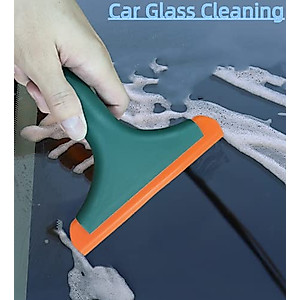 2 Pcs Silicone Squeegee, Handheld 6 inch Super Soft Small Silicone Glass Cleaning Squeegee,for Auto Glass Film,Bath Mirror,Windows,Glass Doors,Countertop Cleaning,Car Window (Dark Green)