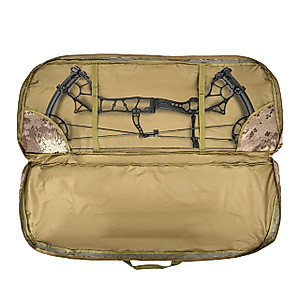 Silfrae Compound Bow Case Soft Bow Case Compound Bow Carry Bag with Arrow Pocket (Camo Brown, L)