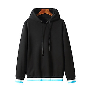 Maiyifu-GJ Men's Solid Loose Fit Pullover Hoodie Lightweight Gym Fleece Hoodies Long Sleeve Casual Athletic Hooded Sweatshirt (Black,Medium)