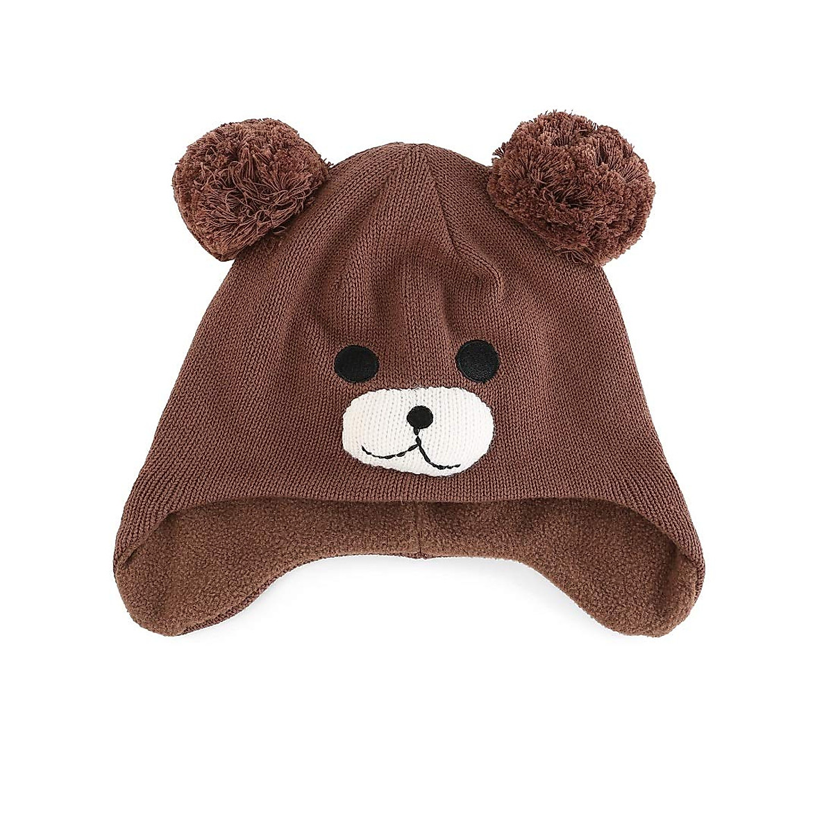 LLmoway Infant Toddler Boys Girls Beanie Kids Winter Fleece Ear Flaps Hat Cotton Knit Pom Cap Coffee