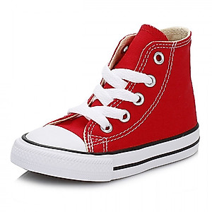 Converse Baby Chuck Taylor All Star Canvas High Top Sneaker, red, 3 M US Infant