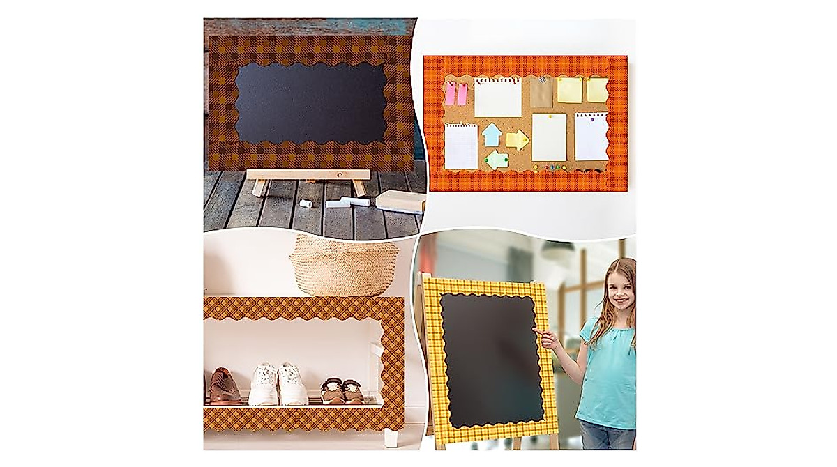 BeYumi 96Pcs Fall Plaid Bulletin Board Borders