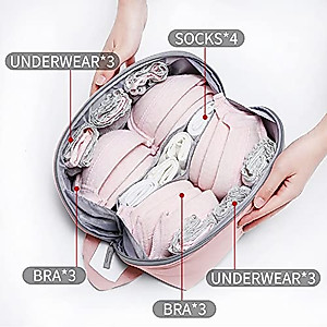 iN. Large Packing Organizer Bra Underwear Storage Bag Travel Lingerie Pouch Organizer Portable Pink … (pink)