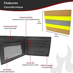 Flashfire Supply Firefighter Wallet Original Reflective Turnout Bunker Fabric Gear Men Gift RFID Protection (Beige & Yellow), Medium