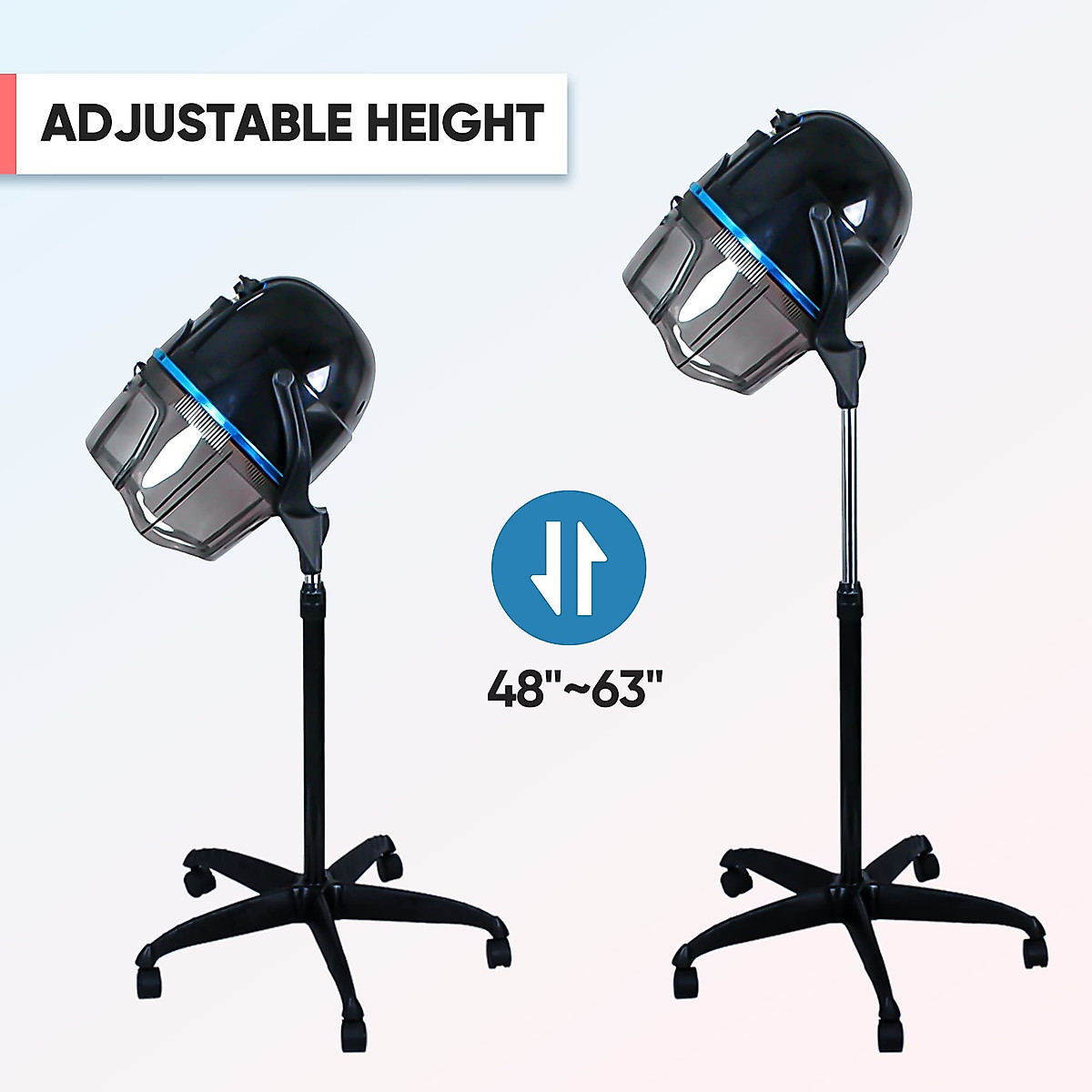 ZENY Stand Up Hair Dryer 1300W Adjustable Floor Hooded Bonnet Hair Dryers with Rolling Wheels Professional Salon Equipment for Beauty Home Hair Drying