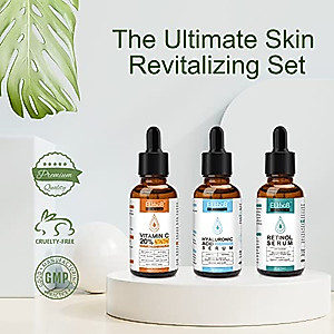 Age Defying Serum 3 Pack, Vitamin C Serum, Retinol Serum and Hyaluronic Acid Serum - Boost Skin Collagen,Hydrate & Plump Skin, Anti Aging & Wrinkle Facial Serum