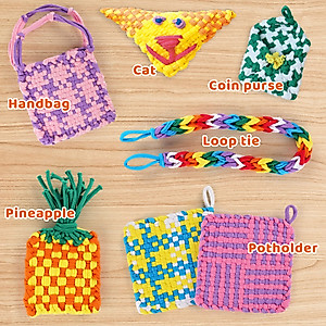 PREBOX Girls Crafts with 1 Potholder Loom Weaving Kit & 1 Friendship Bracelet Making Kit, Christmas Birthday Gifts for Girls Age 6 7 8 9 10 11 12 Year Old
