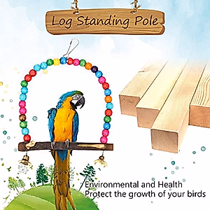 Bird Swing, Parakeet, Budgie and Hummingbird Swing Perch, Wooden Dowel Makes for Resting Spot, 1-Piece,Multi Color 5.5 x 5.6 Inch