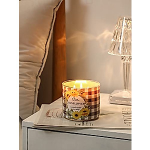 Sunflower Candle Sunflower Scented Candle 3 Wicks Large Candle, 14 oz