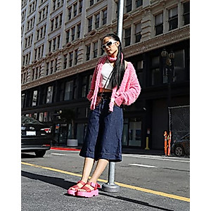 Melissa Kick Off Platform Sandals for Women - Super Soft and Flexible Vegan Chunky Platform Sandal with Adjustable Straps and Open Toe Design, Black/Black, 7