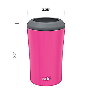 Zak Designs Durable 18/8 Stainless Steel with Vacuum Insulated Can and Bottle Cooler, Great for Cold Drinks Stay Cold in Pool and Party (12oz, Raspberry, BPA Free)