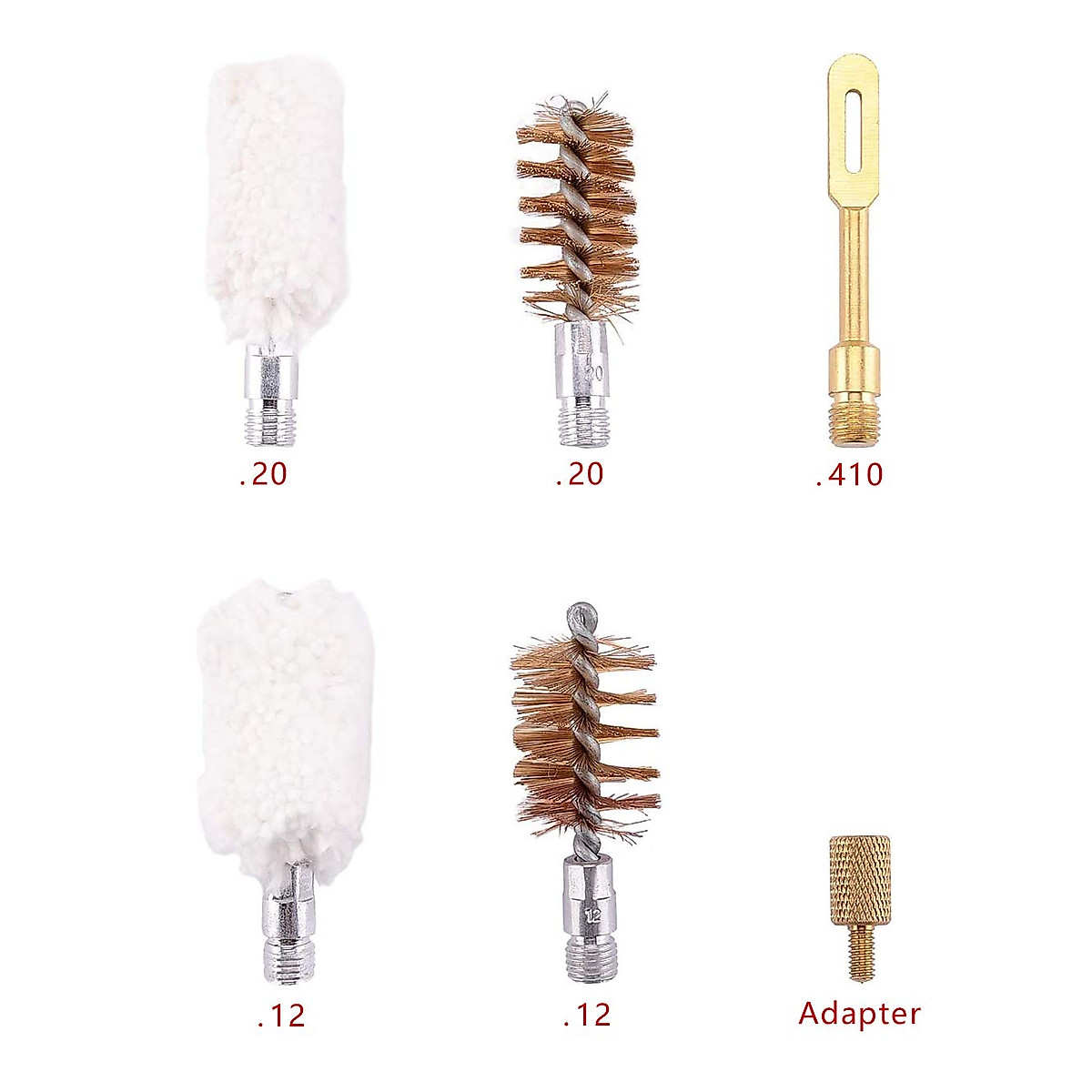 Raiseek Shotgun Cleaning Kit for 12 and 20 Gauge Gun Cleaning Kit Bronze Bristles Brush and Cotton Mop