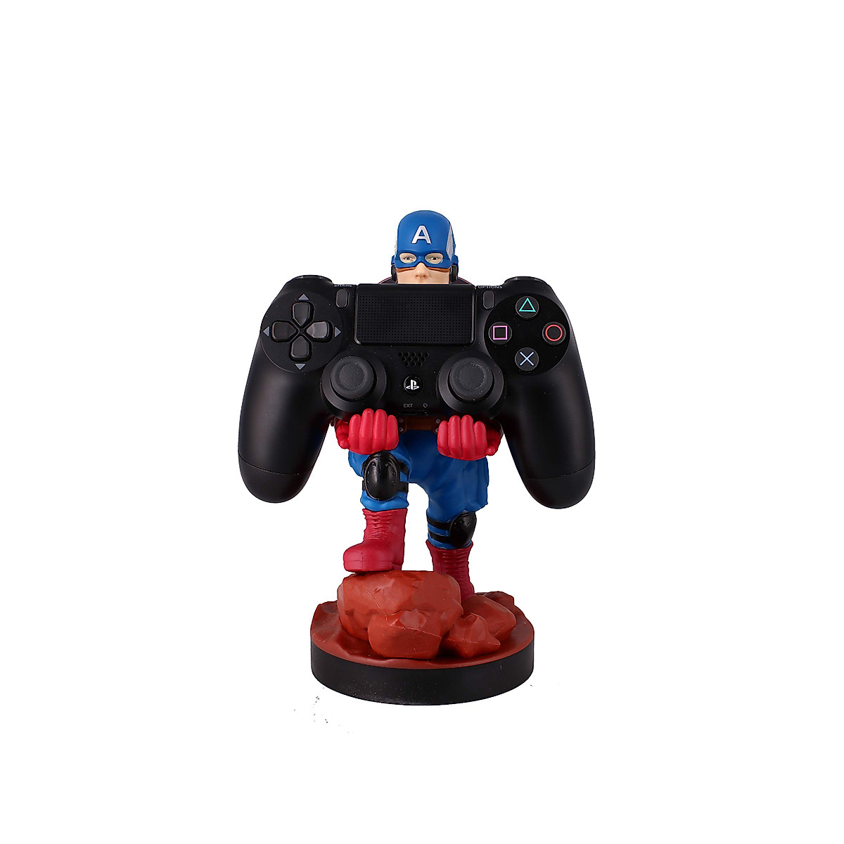 Exquisite Gaming: Marvel Captain America - Original Mobile Phone & Gaming Controller Holder, Device Stand, Cable Guys, Licensed Figure