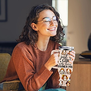 Guinea Pig Gifts for Girls/Women, 40oz Guinea Pig Tumbler with Lid and Straw, Birthday Gifts for Guinea Pig Lovers, Guinea Pig Themed Gifts for Guinea Pig Stuff, Just a Girl Who Loves Guinea Pig Cup