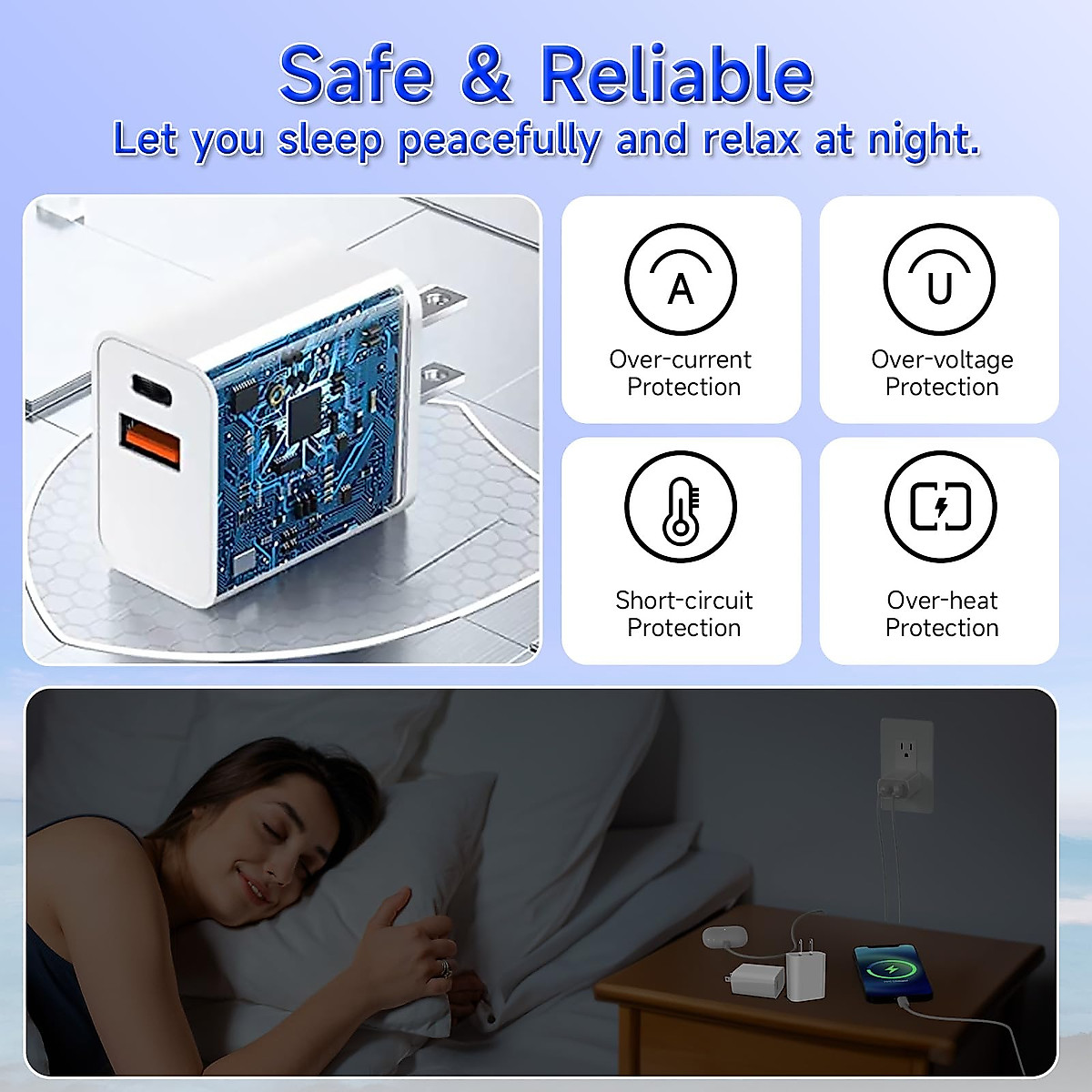 Auczh USB-C Charger Block, 20W Fast Charging, Compatible for Watch Series 9/8/7/SE, iPhone 14/13, 2 Pack