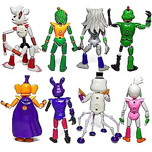 Toysvill 8 pcs Inspired by Game Five Night at Freddys Toys | Ultimate Custom Night | FNAF Action Figure [Withered Bonnie, Orville, Mangle, Gator, Happy Frog, Roxanne Wolf, Chica, and Music Man]
