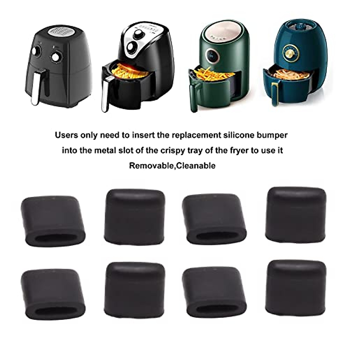 8Pcs Kitchen Fryer Rubber Bumper Fryer Grill Silicone Feet Silicone Bumpers Portable Anti Scratch Replacement Tips Silicone Tabs for Kitchen Fryer