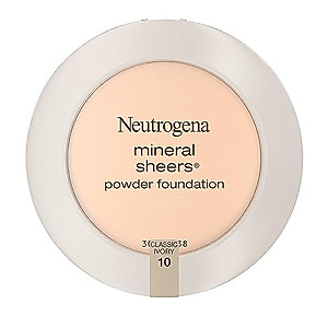 Neutrogena Mineral Sheers Compact Powder Foundation, Lightweight & Oil-Free Mineral Foundation, Fragrance-Free, Classic Ivory 10,.34 oz (Pack of 2)