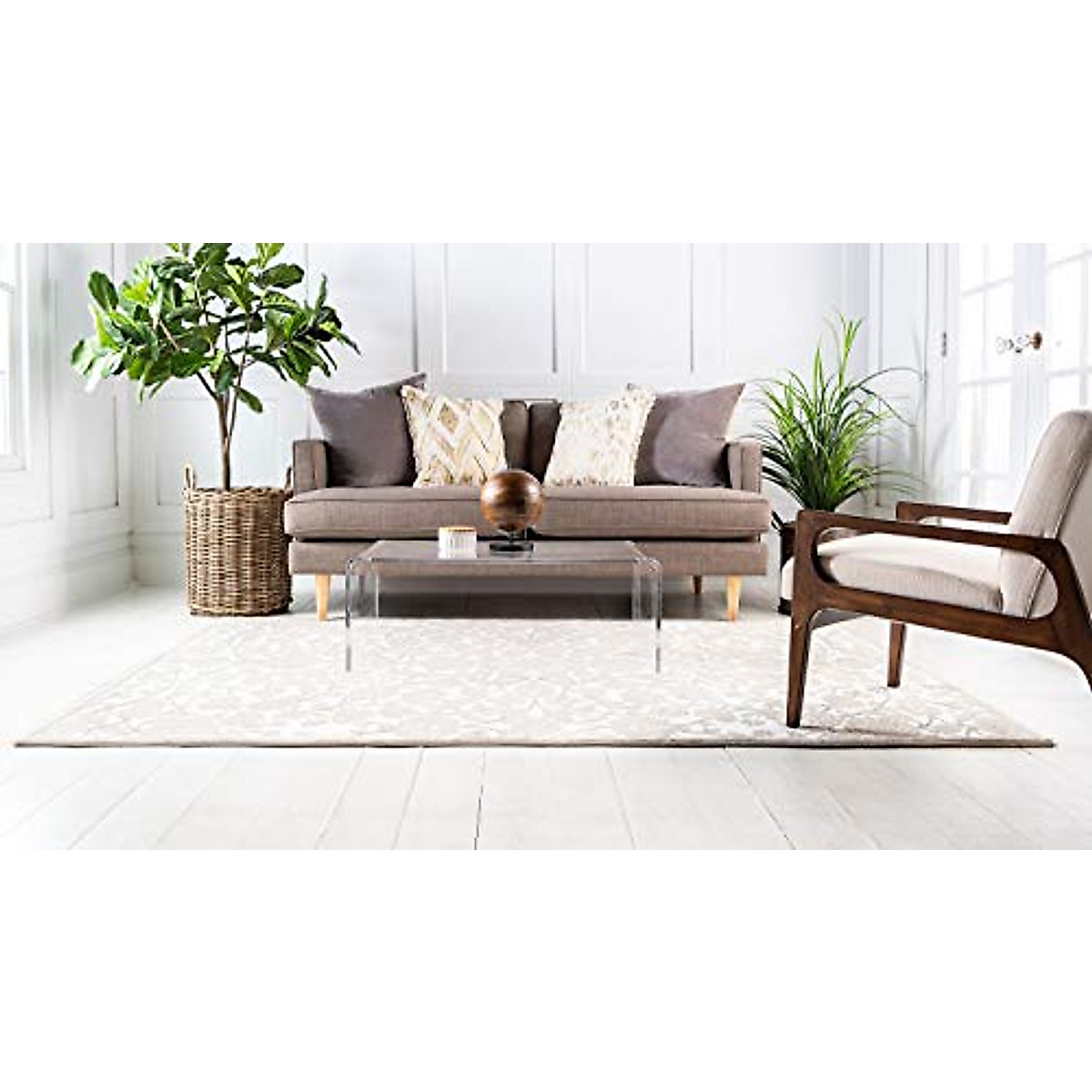 Unique Loom Rushmore Collection Classic Traditional Tone Textured Intricate Design Area Rug, 10 ft x 13 ft, Tan/White