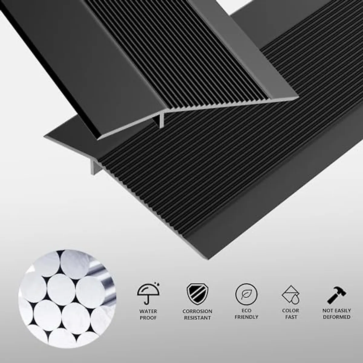 4 inch Floor Transition Strip, 36" Threshold Ramp, Aluminum Exterior Door Thresholds for Wheelchair Access Wood Tile Vinyl Flooring, Extra Wide Metal Entrance Door Edge Trim, Black,1Pack