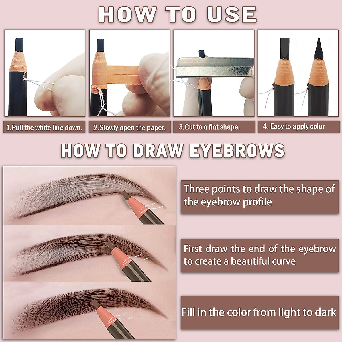 12 Piece Dark Brown Colour Waterproof Eyebrows Pencil Tattoo Makeup And Microblading Supplies Kit-Permanent Eye Brow Liners In Waterproof Eyebrow Pencils Peel - Brow Pencil Set For Marking(Dark Brown)