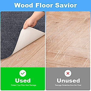 JOENIE Office Chair Mat for Hardwood & Tile Floor, 47"x35" Computer Desk Chair Floor Mat, Easy Glide Low-Pile Rug, Large Anti-Slip Multi-Purpose Floor Protector for Work, Home, Gaming (Dark Gray)