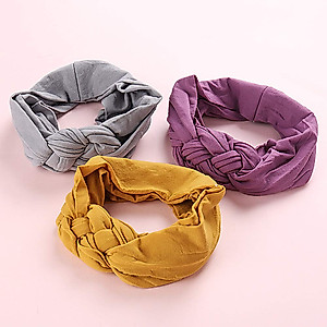 Globalsupplier inSowni 8pcs Solid Celtic Knot Stretchy Nylon Headbands Hair Accssories for Baby Girls Toddlers Newborns Infants Kids