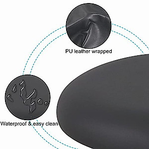 WKWKER Swivel Rolling Stool with Footrest Height Adjustable PU Leather Office Stool Chair for Bedroom Shop Counter Salon Vanity Spa Massage Beauty Desk Small (Grey)