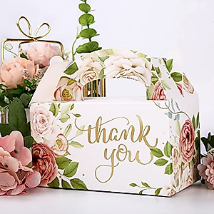 SOSFKIM Gable Treat Boxes Large 24 Pack - Floral Party Favor Boxes Bulk Embossed Foil 6.3x 3.5x 3.5in - Goodie Gable Boxes for Baby Shower, Wedding, Birthday