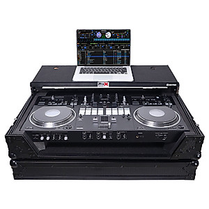 ProX Live Performance Gear ATA Style Flight Case for Pioneer DDJ-REV7 DJ Controller with Laptop Shelf Wheels and 1U Rackspace Black Finish