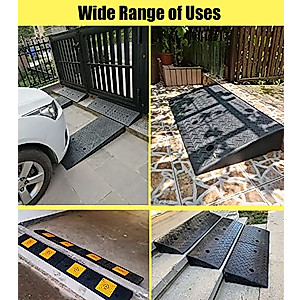 Threshold Ramp, 2in/ 2.5in/ 3in Rise Curb Ramp, Garage Dock Threshold Handicap Ramp with Non Slip Surface, Heavy Duty Rubber Driveway Ramp, Easy Install (Size : 7cm/2.8in)