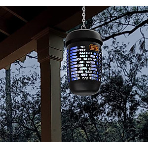 BLACK+DECKER Bug Zapper Electric Lantern with Insect Tray, Cleaning Brush, Light Bulb & Waterproof Design for Indoor & Outdoor Flies, Gnats & Mosquitoes Up to 625 Square Feet