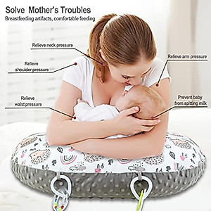 Blublu Park Baby Nursing Pillows for Breastfeeding, Multifunctional Ultra Soft Minky Nursing Pillow for Baby Boys and Girls, Baby Feeding Support Pillow for Newborn, Grey