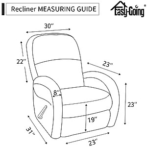 Easy-Going Sofa Slipcover Waterproof Recliner Chair Cover Non-Slip Fabric Couch Cover for Living Room Washable Furniture Protector for Pets Kids Children Dog Cat (Recliner, Black)