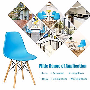 Nightcore DSW Dining Chairs Set, Modern Style Dining Chair, Pre Assembled Side Chairs with PP Seat and Beech Wood Legs, Mid Century Dining Chairs for Kitchen, Bedroom, Living Room (4, Blue)