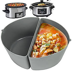 YQL Silicone Slow Cooker Liner, Slow Cooker Divider Liner Fit for Crockpot & Hamilton Beach 6-7QT Reusable Slow Cooker Liner for Most 6 Quart Slow Cooker(Upgraded Thick)
