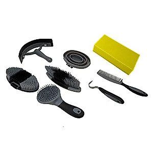 Premium Horse Grey Grooming Kit | 9 Piece Durable Hair groomer Brush Set
