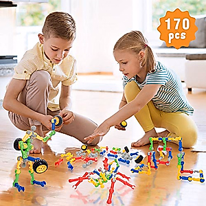 SHUNLAM Building Blocks for Kids, 170 Pcs STEM Toys for Boys and Girls, Safe and Creative Toy for Age 3+, Educational Activities
