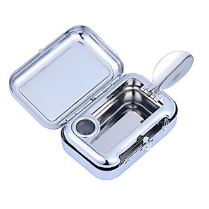 GARNECK Mini Compact Stainless Steel Portable Ashtray, Car Supplies White Patch Ashtray with Lid