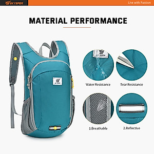 SKYSPER Small Daypack 10L Hiking Backpack Packable Lightweight Travel Day Pack for Women Men(Cyan)