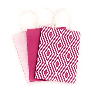 Hallmark 10" Medium Gift Bag Assortment, Pack of 12 in Kraft, Grey, Black, Pink, Blue - Solids and Patterns for Birthdays, Baby Showers, Bridal Showers or Any Occasion