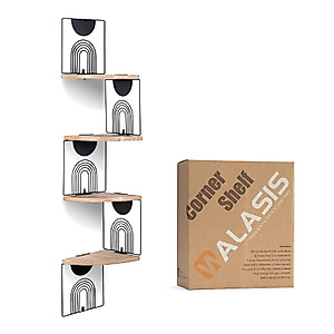 Walasis Corner Shelf Wall Mounted - 4 Tier Shelves Wall Decor for Bedroom Essentials Wood Hanging Shelves for Home Decorations